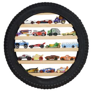 tapeera model car display case stand - toy cars organizer wall display tire shelf cabinet - holds up to 18 diecast 1/64 car collectibles - compatible with hot wheels matchbox - wheel diameter 16 inch