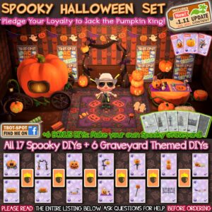 acnh: spooky series mega set | 23 diy recipes | halloween items | crafting materials | includes 1.11 update content