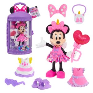 disney junior minnie mouse fabulous fashion doll unicorn fantasy, 14-pieces, pretend play, kids toys for ages 3 up by just play