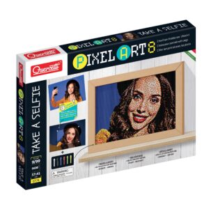 quercetti pixel art 8 take a selfie mosaic kit - turn any photo into mosaic art with 9600 pegs in 6 colors and 8 pegboards, with frame for hanging and display, ages 9 years and up