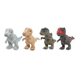 jurassic world plush collector set, 4-pieces, 7-inch dinosaur stuffed animals, kids toys for ages 3 up, amazon exclusive by just play