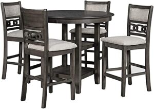 new classic furniture gia 5-piece counter dining table set, 42.25-inch, gray