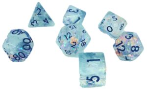 trhoh rpg and d&d resin dice set for cold damage - chiseled from fairy death ice