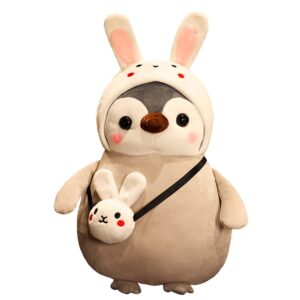 nc 13.7 inches cute soft penguin rabbit plush stuffed animal kawaii doll super soft cartoon plush hug toy,gifts for children,decorations(pengu tuzi-35cm)