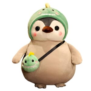 nc seyomi cute penguin dinosaur plush stuffed animal penguin plushies with dinosaur outfit，gifts for kids（10 inches）