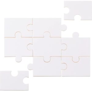 christmas blank jigsaw puzzle 9 pieces 1.7 x 1.18 inch white blank puzzle rectangle decorating puzzle for decorating boys and girls art activity, wedding birthday party, 5.12 x 3.54 inches