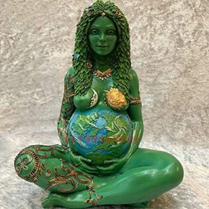 mother earth goddess statue, millennial gaia statue mother earth art statue polyresin figurine , retro home and garden decorative figurine (green)