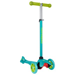 retrospec chipmunk kick 3 wheel scooter for kids, toddlers, girls & boys - padded handlebars, pu wheels, & extra wide non-slip deck - children 5 years & up - turquoise