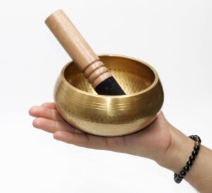 tibetan singing bowl set-for meditation, yoga, sound therapy, spiritual healing, prayer, mind and body relaxation (4.5")