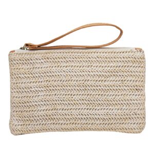 zlm bag us natural straw boho purse zipper wristlet wallet handwoven beach clutch bag off white