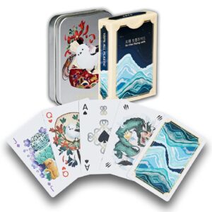 oroora, bohwa card, tichu board game + card case, 100% waterproof plastic playing cards, poker size, quality embossed plastic playing cards, 1 decks of cards + 1 card case.