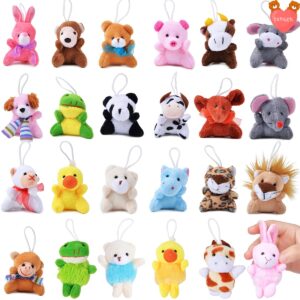 funnism 24 pack mini animal plush toy assortment,cute small stuffed animal keychain set for kids party favors,stocking stuffer,goody bag filler,pinata stuffer,classroom prize,christmas tree decoration