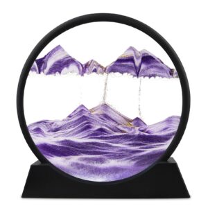 dynamic sand art, moving sand art with 3d deep sea sandscape, relaxing sand painting for kids & adluts in desktop home office (purple 7")