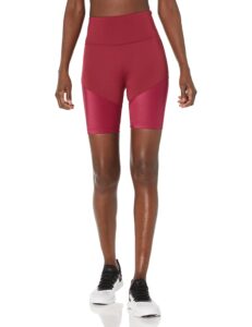 spalding women's colorblock shine bike short, red plum, x-large