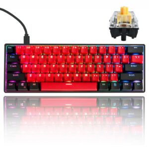 gtsp gk61 sk61 60% mechanical keyboard, custom hot swappable 60 percent gaming keyboard with rgb backlit, nkro, water-resistant, type-c cable for win/pc/mac (gateron optical yellow, milan)