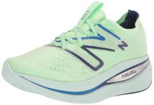 new balance men's fuelcell supercomp trainer v1 running shoe, vibrant spring glo/victory blue/vibrant apricot, 10