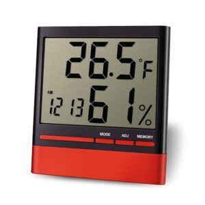 oxv digital hygrometer indoor thermometer with large bold characters lcd display, enhanced energy saved technology, high accuracy room temperature and humidity gauge/relative humidity(rh) meter