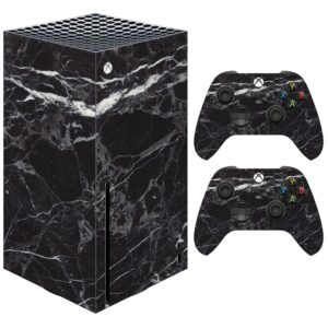 vwaq black marble skin designed for xbox series x console and controllers - xsrsx6