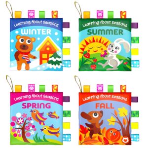 cloth books for babies - learn about seasons, playful illustrations, crinkle pages & cute characters - for babies 24 months old(set of 4)