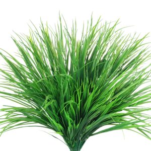 grand verde wheat grass artificial plants bulk faux stems greenery shrubs green leaves uv-resistant real touch plastic bush 20” tall diy decoration outdoors, 6pcs