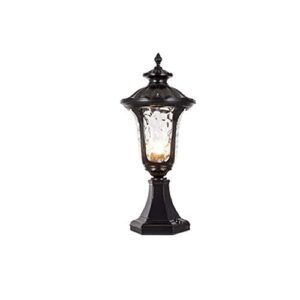 e27 outdoor glass pillar lights industrial metal aluminum post lamps fence door street garden home pillar lamps(color:black,size:l)