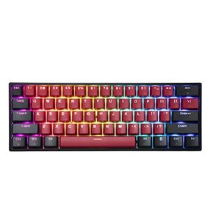 epomaker skyloong sk61 60% hot swappable rgb mechanical gaming keyboard, programmable nkro with shine through pbt keycaps, ip6x waterproof, for win mac gamer (gateron mechanical red, wine red)