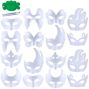 qavctw 16pcs diy white masks paper cosplay christmas party mask unpainted plain craft masquerade masks for christmas mardi gras party mask