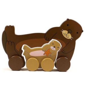 jack rabbit creations inc big & little wooden push toy otter