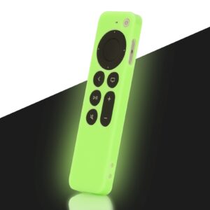 lefxmophy glow green remote case cover replacement for new apple 4k tv siri 2nd 2021 series 6 6th generation/siri 3rd 7 7th gen 2022 remote, silicone skin glow in dark with lanyard