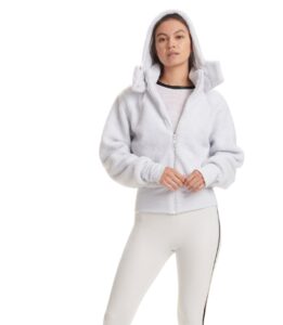 spalding women's sherpa jacket with hood, nimbus cloud, large