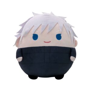 linkom anime plush doll figures gojo satoru yuji itadori soft plushie stuffed toys keychain round cushion pillow cosplay props keyring (22cm/8.66inch, gojo satoru b)