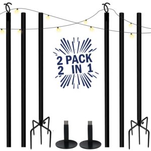 4 pack 96" shade sail poles, heavy duty sun shade poles - with adjustable turnbuckle for shade sail canopy, steel post stand w/hooks for outdoor string light, patio, backyard