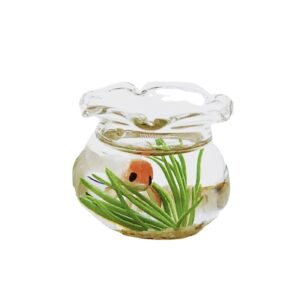 goodliest dollhouse fish tank, 1:12 scale miniature resin accessories for garden scene decor random color round