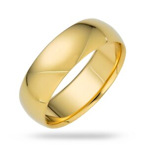 ewb signature jewelry classic 6mm solid gold wedding band in 14k yellow gold, comfort fit, finger size 9.5