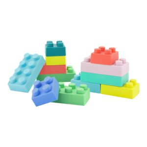 infantino super soft building blocks, easy-to-hold for babies & toddlers, bpa-free, multi-colored, 12-piece set