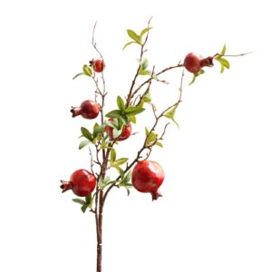 warooma 3pcs 37.4 inch artificial pomegranate branches,red artificial pomegranate decoration for home office restaurant wedding garden photography (red)