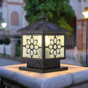 solar e27 outdoor glass pillar lamps industrial metal iron column lights home street garden community post lights(color:black,size:m)