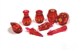 polyhero rogue 8 dice set (rakish ruby)