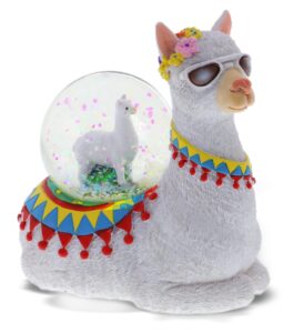 cota global llama snow globe decor - elegant pink sparkle glitter inside the snow globe figure, animal figurines for kids and adults, collectible snow globes ornament for birthday, christmas - 45 mm