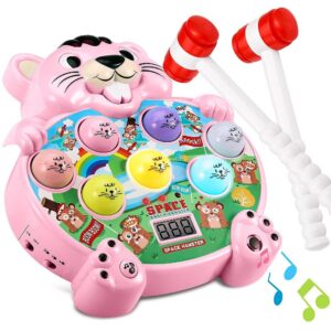 xdr whack a mole game for toddlers, interactive whack a mole pounding toy, fun activities for toddlers games age 3, 4, 5, 6,7 early development learning, with music, lights, 2 soft hammers