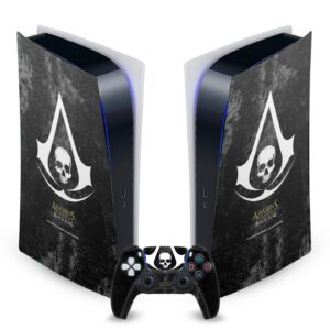 head case designs officially licensed assassin's creed grunge black flag logos vinyl faceplate gaming skin decal compatible with sony playstation 5 ps5 digital edition console and dualsense controller