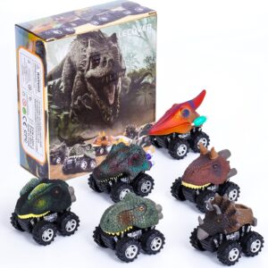 dinosaur toys for 3 year old boys girls, 6 pack dino pull back cars toys for 5 year old toddlers, t-rex dinosaur games monster trucks for boys, christmas birthday gifts for kids age 3 4 5 6 7 years