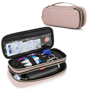 damero double layer stethoscope case compatible with 3m littmann/adc/omron stethoscope, stethoscope carrying case travel bag for nurse accessories, misty rose