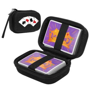 hard portability playing card travel case compatible with set enterprises fivecrowns card game,protective case organizer.(notincluding cards)(black)