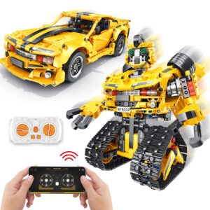 sciencow 2-in-1 build a robot kit,901 pieces remote & app controlled robot or race car,robotic building blocks toys stem projects for kids ages 8 9 10 11 12 13 14,chirstmas birthday gift for boys