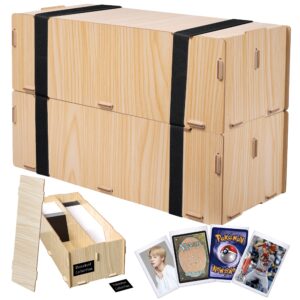 tapeera 2-pack stackable trading card storage box for sports football baseball card storage - compatible with tcg mtg pokemon cards kpop photocard toploaders - each 1800 cards with chalkboard labels