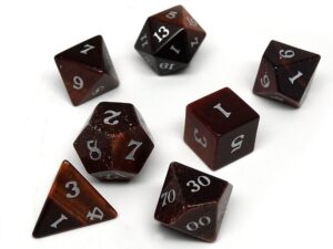 stone dice collection - 7 piece collection of semi precious stone dice with signature font (amethyst)