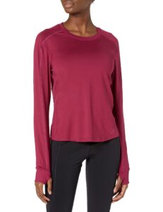 spalding women's active fitted long sleeve sport shirt red plum