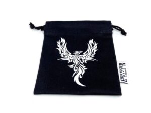 small twill dice bag - holds up to 40 polyhedral dice and closes tightly with drawstring (phoenix)