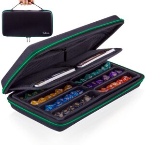 siquk green eva dice case with detachable tray and handle for dungeons & dragons and other rpg games